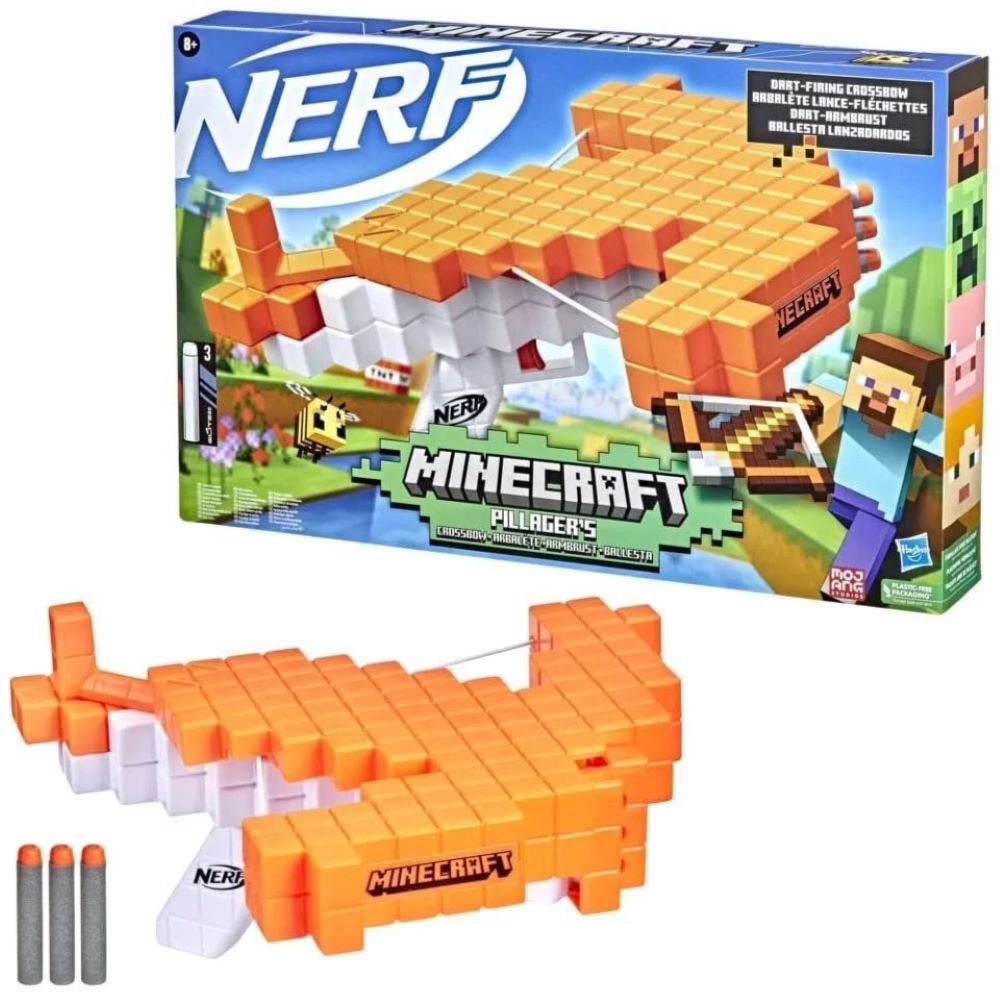 NERF Minecraft Pillager's Crossbow With 3 Darts – London Toys