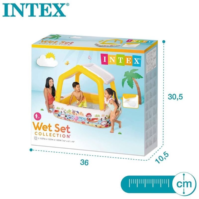 Intex Aquarium Inflatable Pool With Sunshade - 157 X 157 X 122 Cm ...