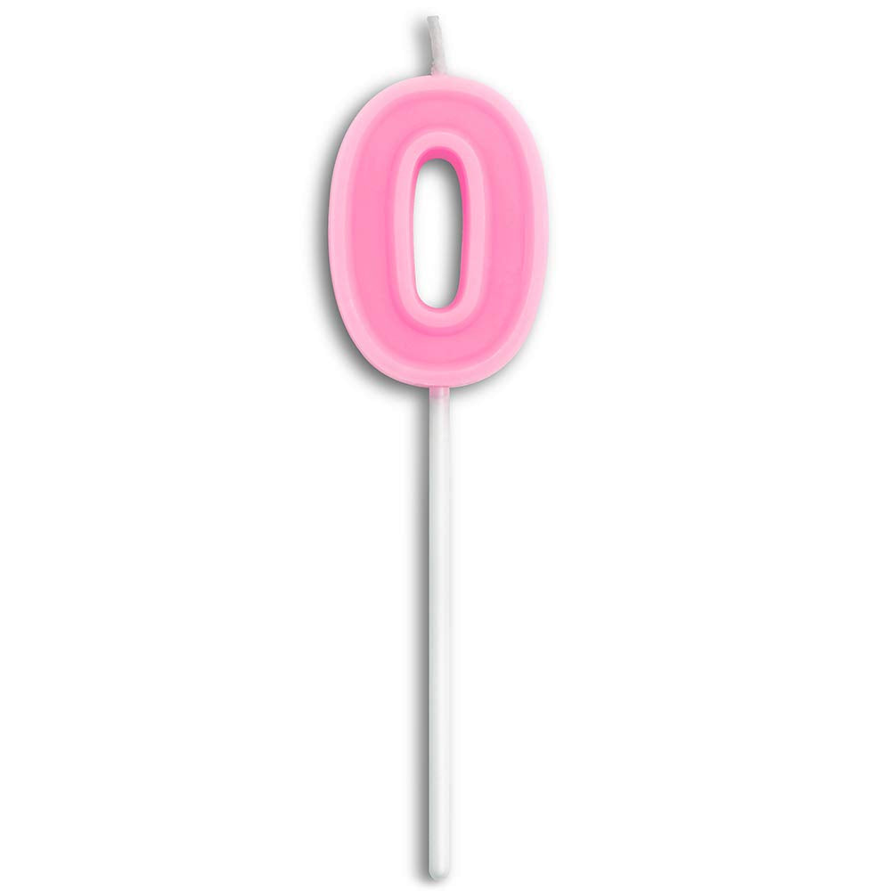 Birthday Candles Number 0 Cute pink Happy Birthday Candle Cake Topper ...